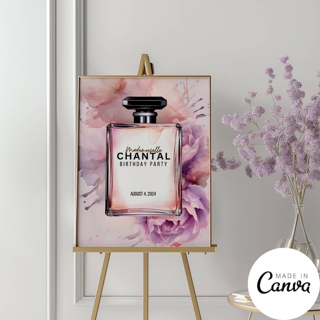 Designer Welcome Sign Template, Luxury Brand Perfume No 5 Birthday ...