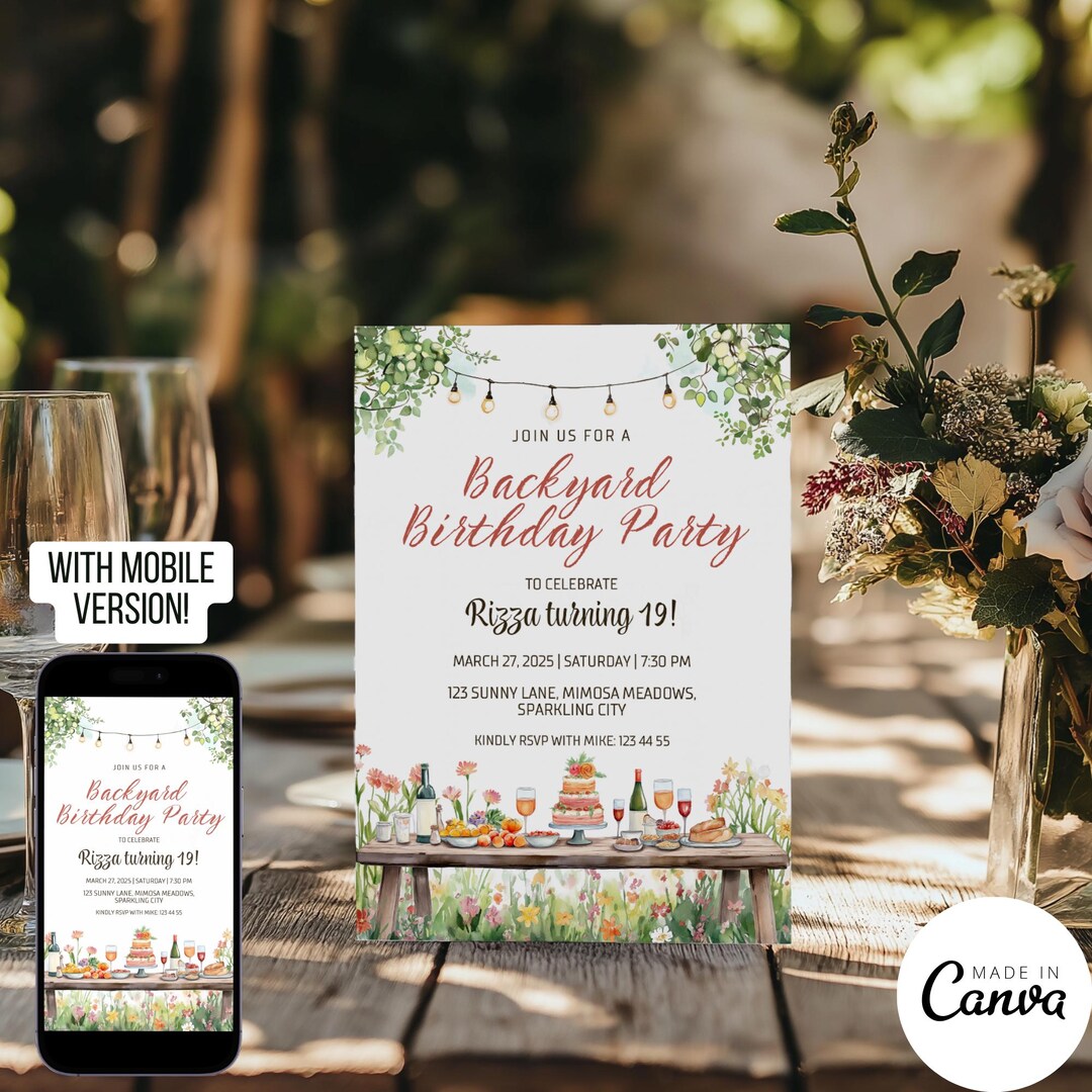 Backyard Birthday Party Invitation Template, Intimate House Party ...