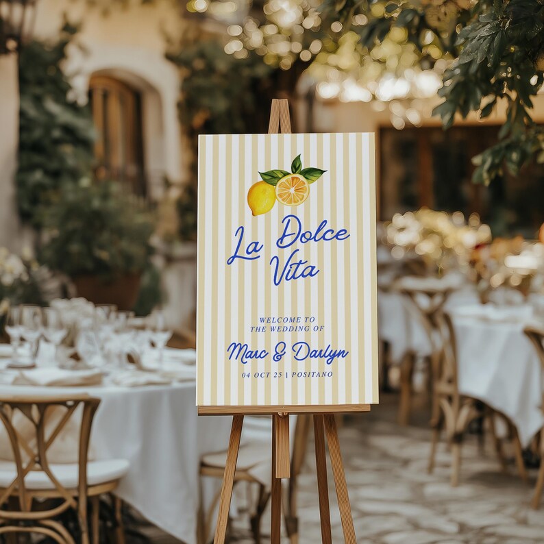 La Dolce Vita Welcome Sign Template, Lemon Citrus Reception Poster ...