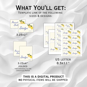 Citrus Lemon Name Card Template, La Dolce Vita Place Setting ...