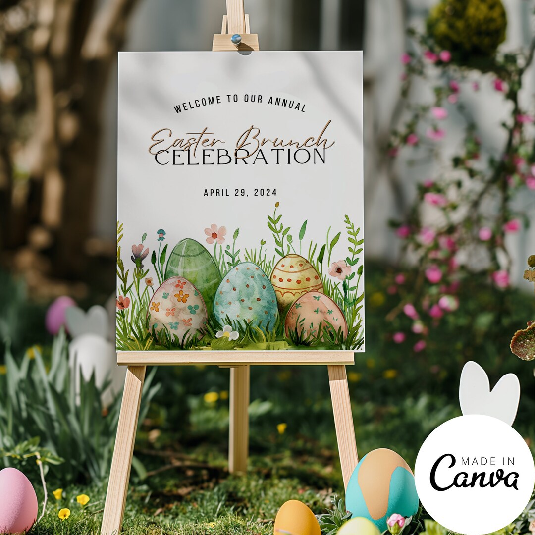 Easter Brunch Welcome Sign Template, Lent Celebration Reception Poster ...