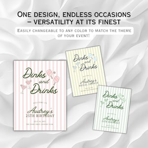 Dinks and Drinks Welcome Sign Template, Pickleball Themed Birthday ...