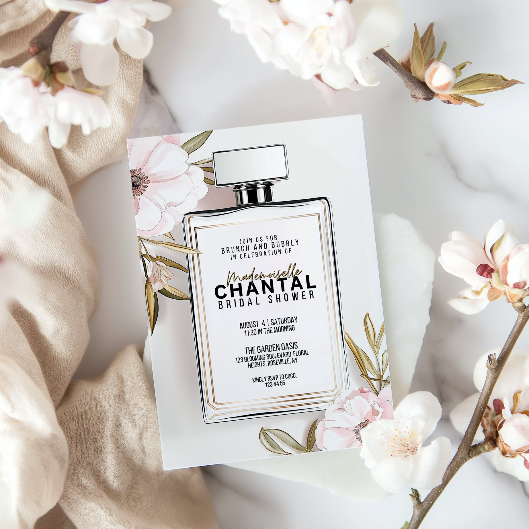 Designer Invitation Template Design, Luxury High End Perfume No 5 ...