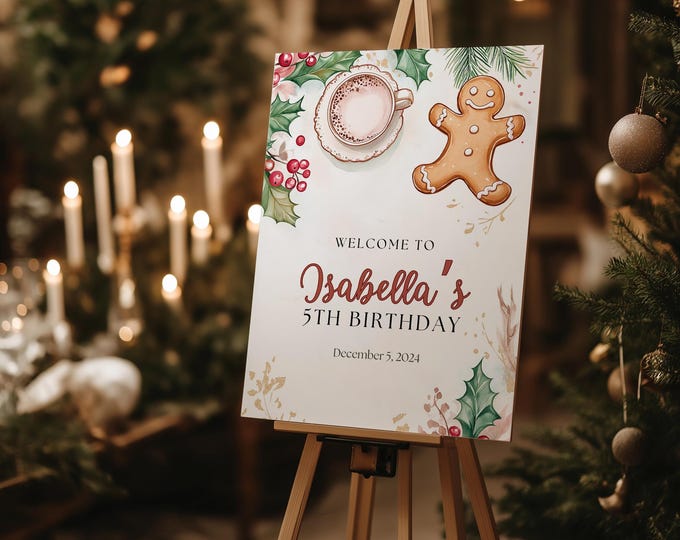 Cookies and Cocoa Welcome Sign Template, Christmas Birthdayparty Poster ...