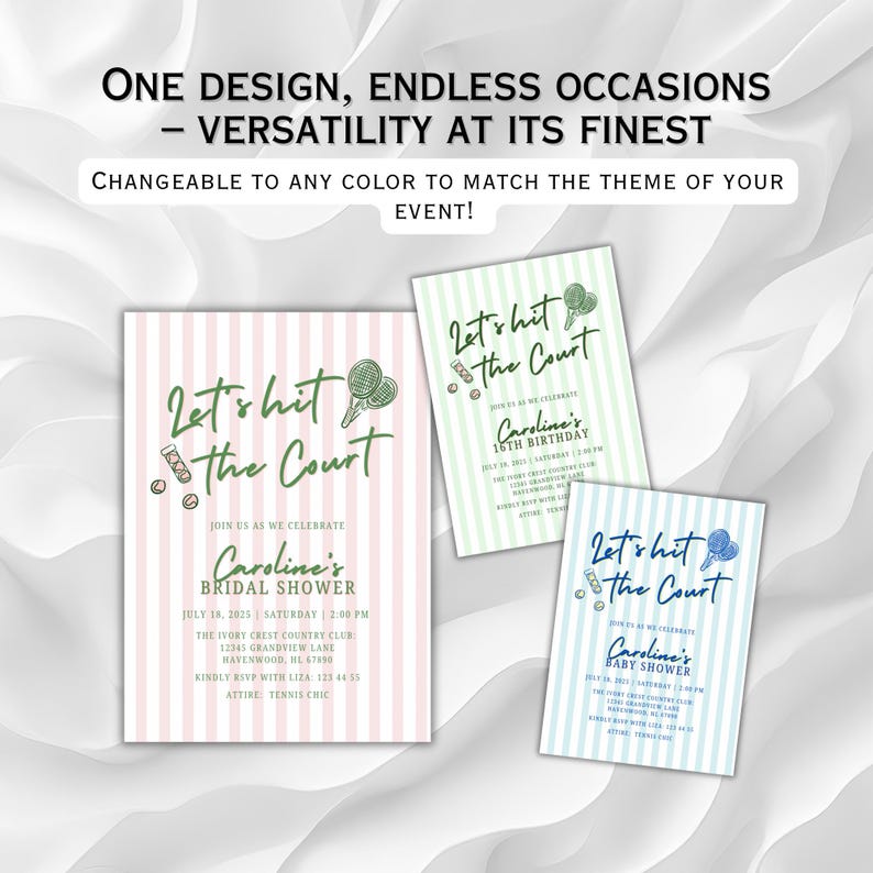 Tennis Themed Bridal Shower Invitation Template, Let’s Hit the Court ...