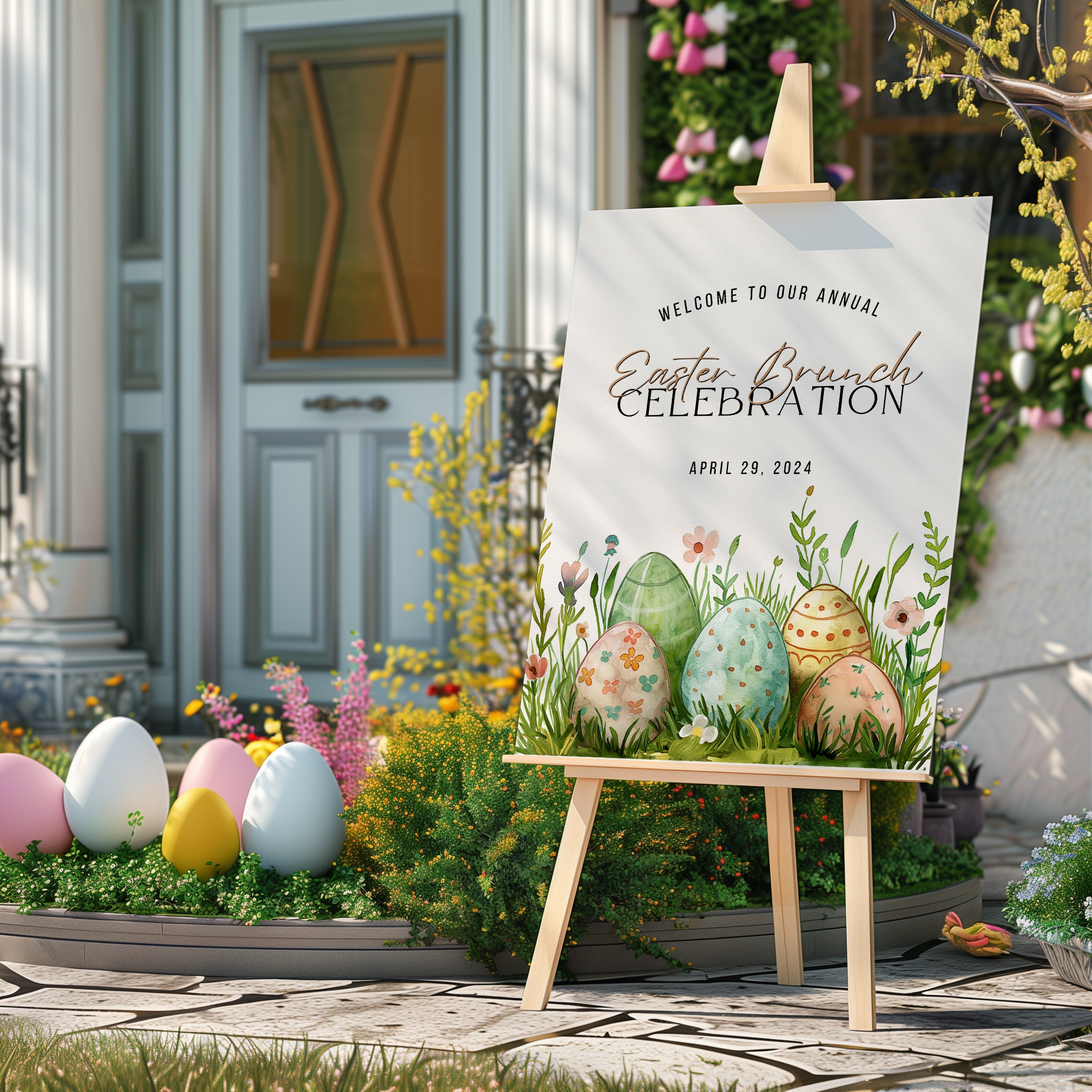 Easter Brunch Welcome Sign Template, Lent Celebration Reception Poster ...