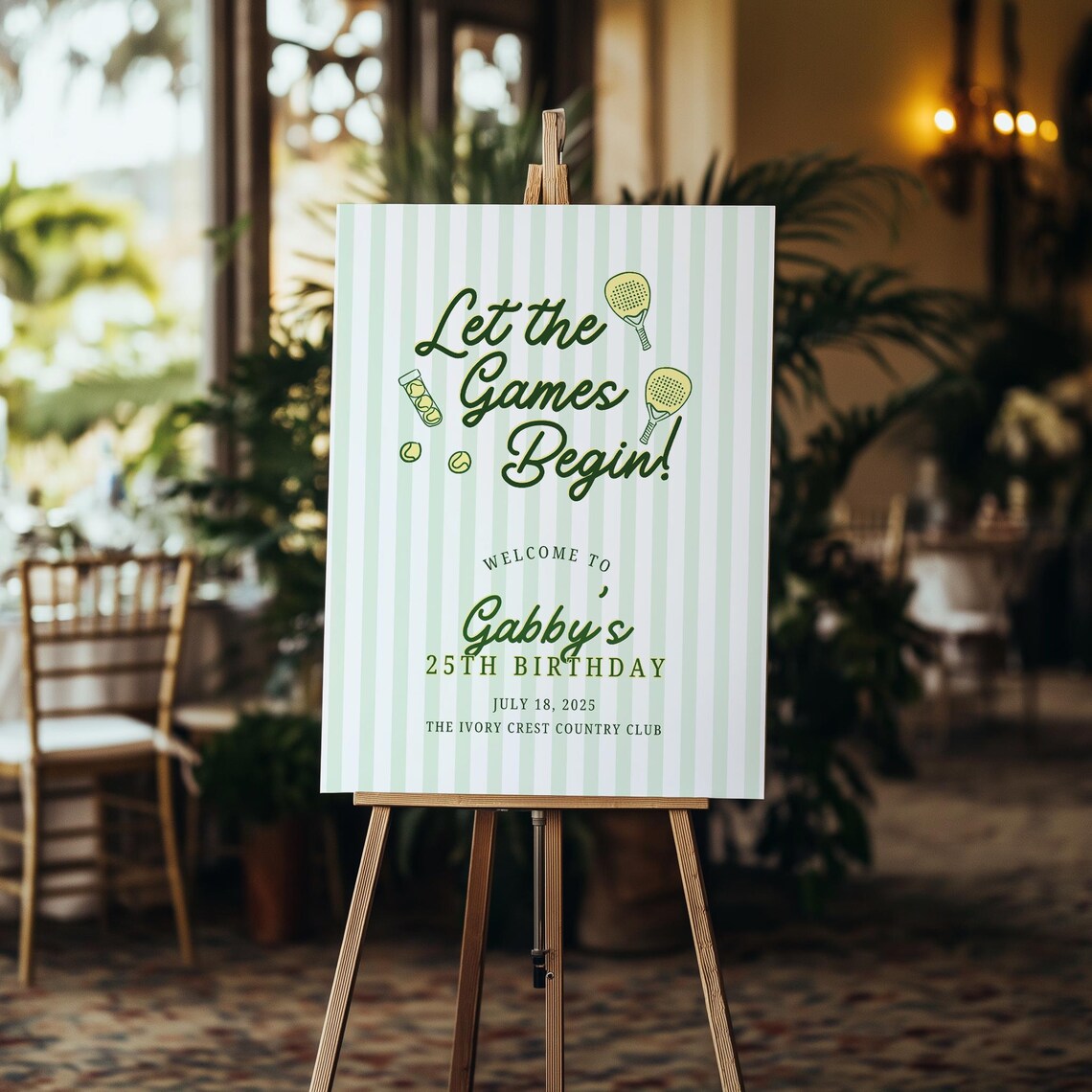 Let the Games Begin Welcome Sign Template, Hand Drawn Padel Ball Themed ...
