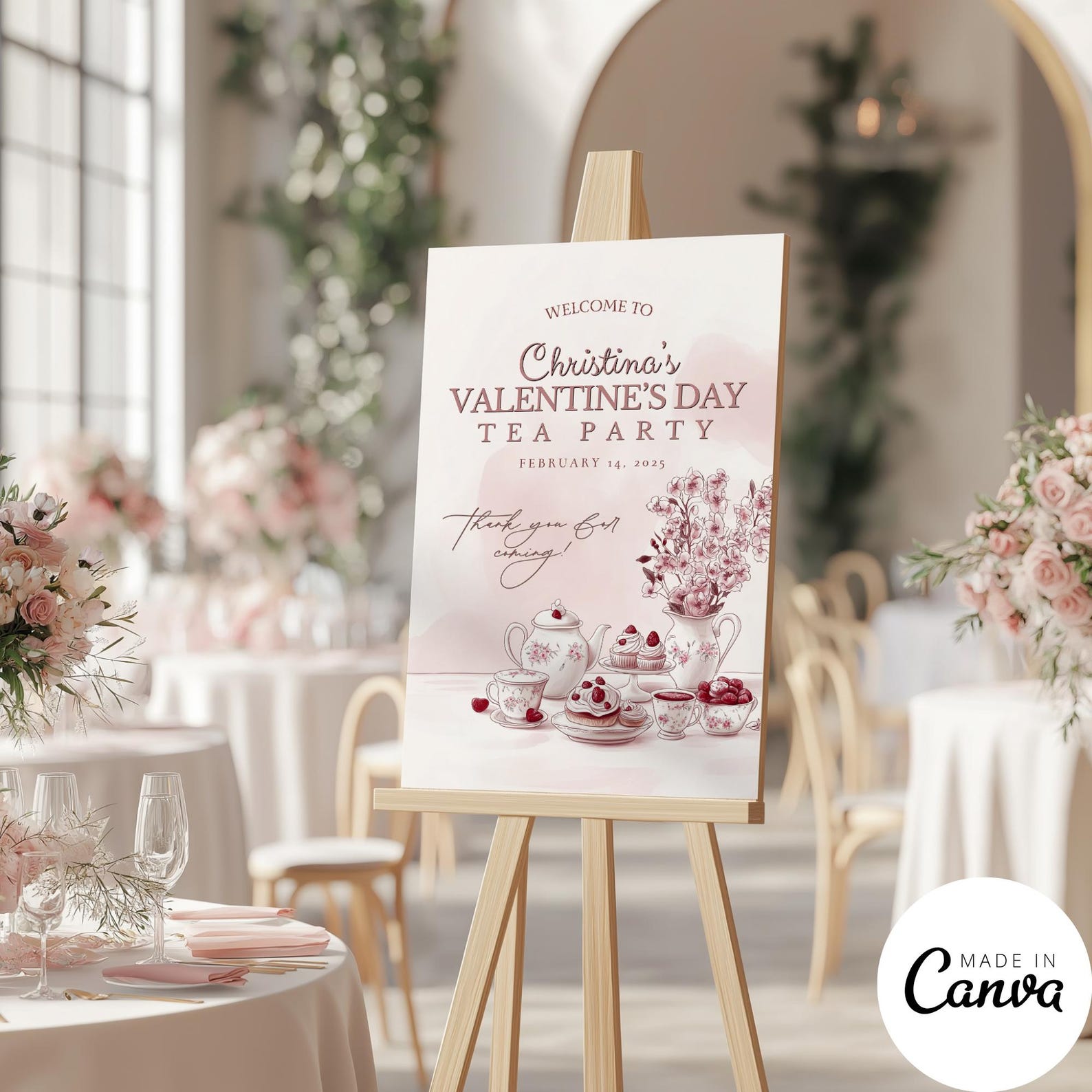 Valentine's Day High Tea Welcome Sign Template, Galentine's Day ...