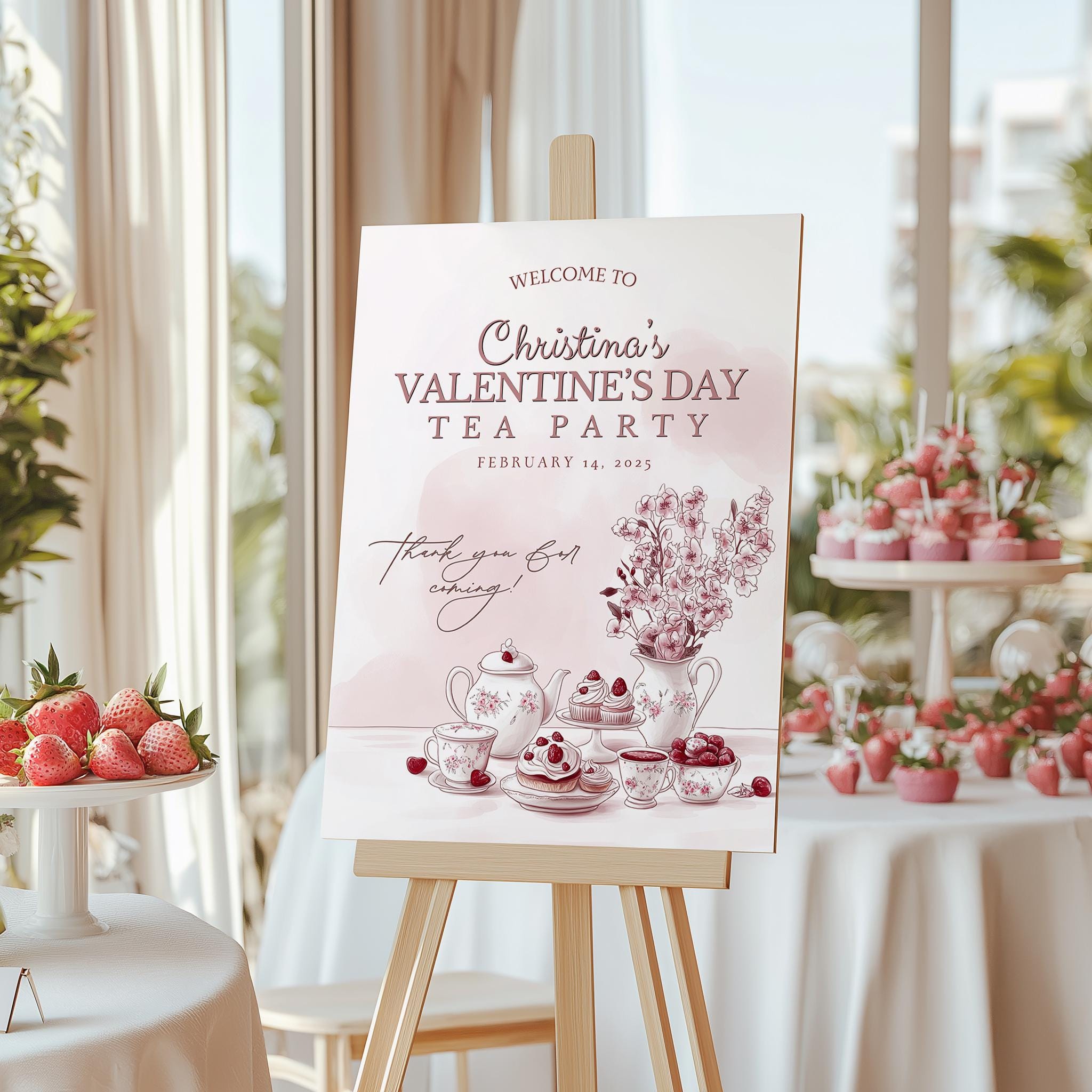 Valentine's Day High Tea Welcome Sign Template, Galentine's Day ...