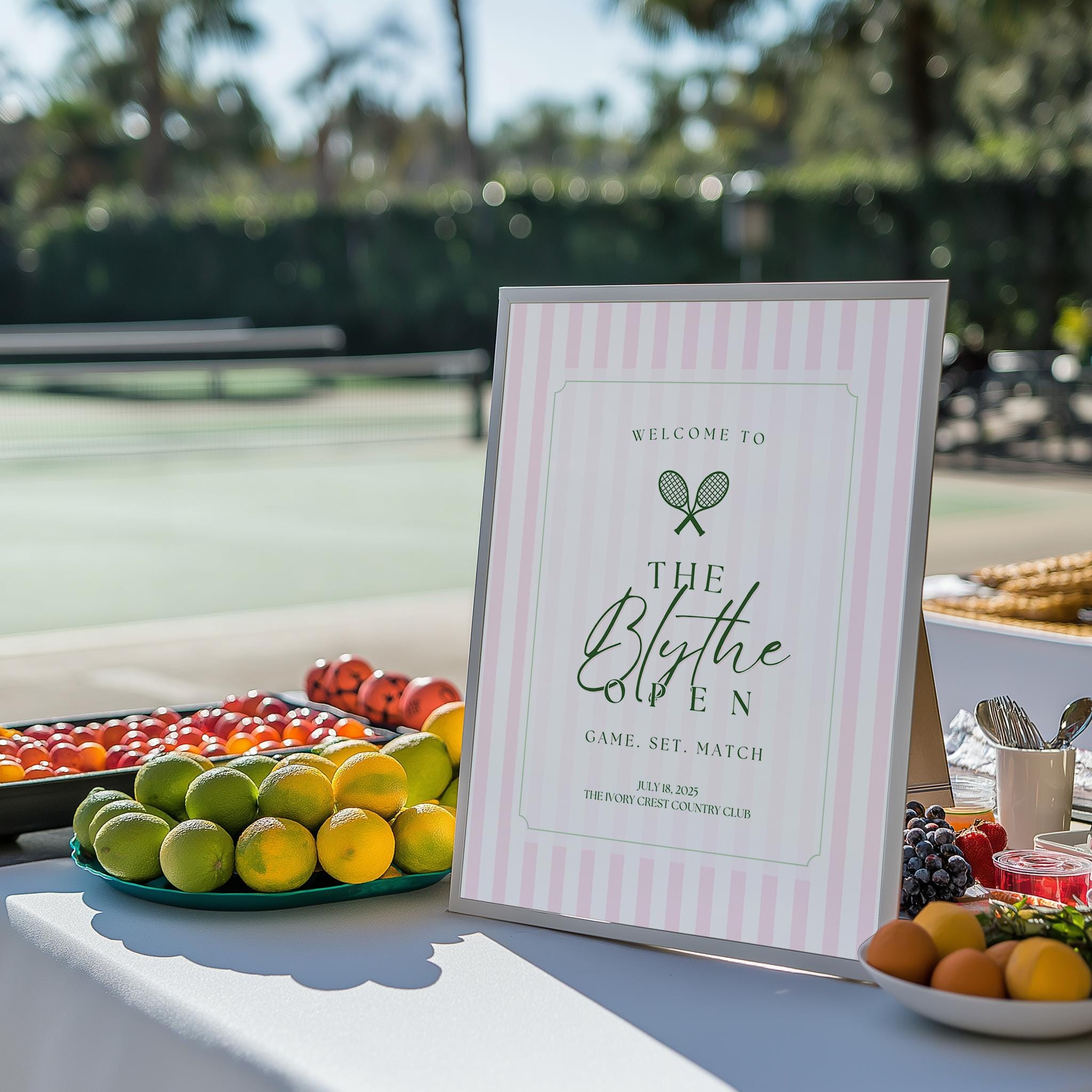 Tennis Themed Welcome Sign Template, Ladies Open Tournament Birthday ...