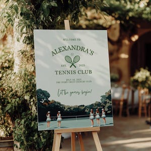 Tennis Themed Welcome Sign Template, Hand Drawn Country Club Birthday ...