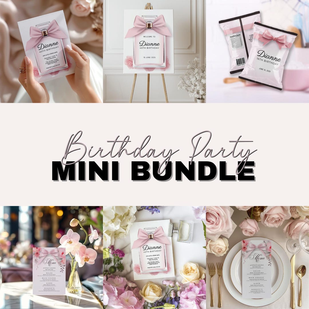 Designer Birthday Dinner Party Template Mini Bundle, High End Luxury ...