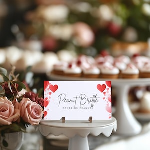 Valentine's Day Name Card Template, Hand Drawn Heart Place Setting ...