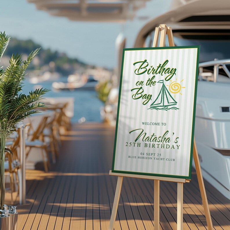 Yacht Party Birthday Welcome Sign Template, Birthday on the Bay ...
