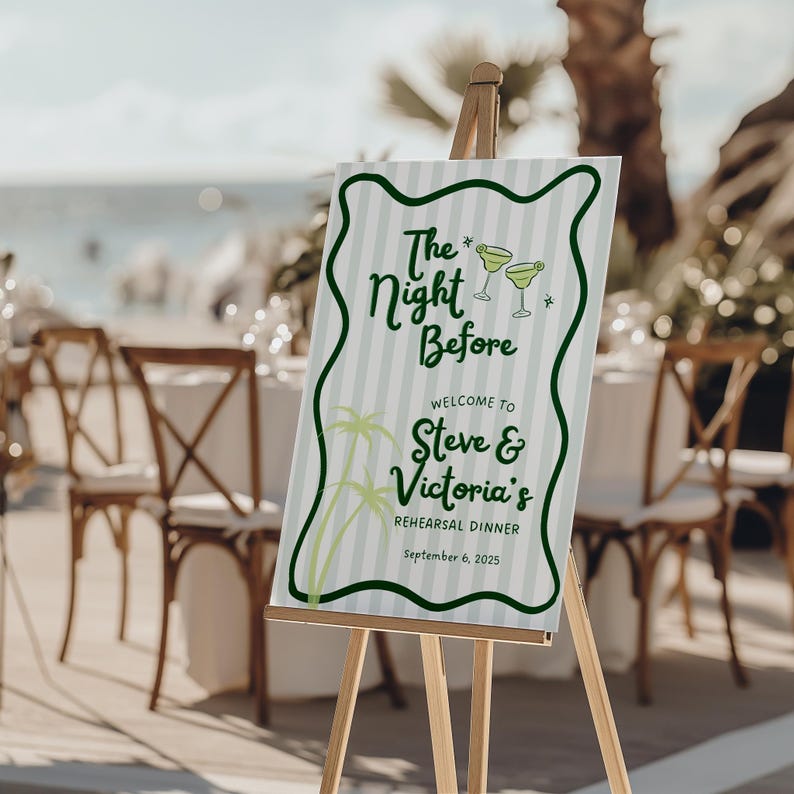 Hand Drawn Rehearsal Dinner Welcome Sign Template, Line Illustration ...