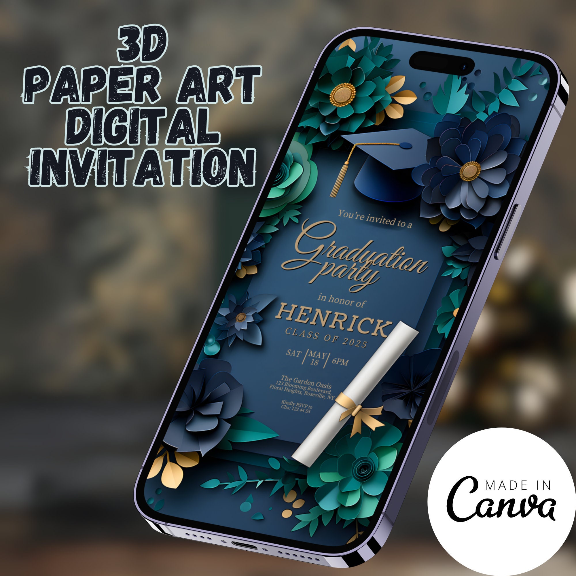 Digital Graduation Invitation, College Grad Electronic Invite for ...