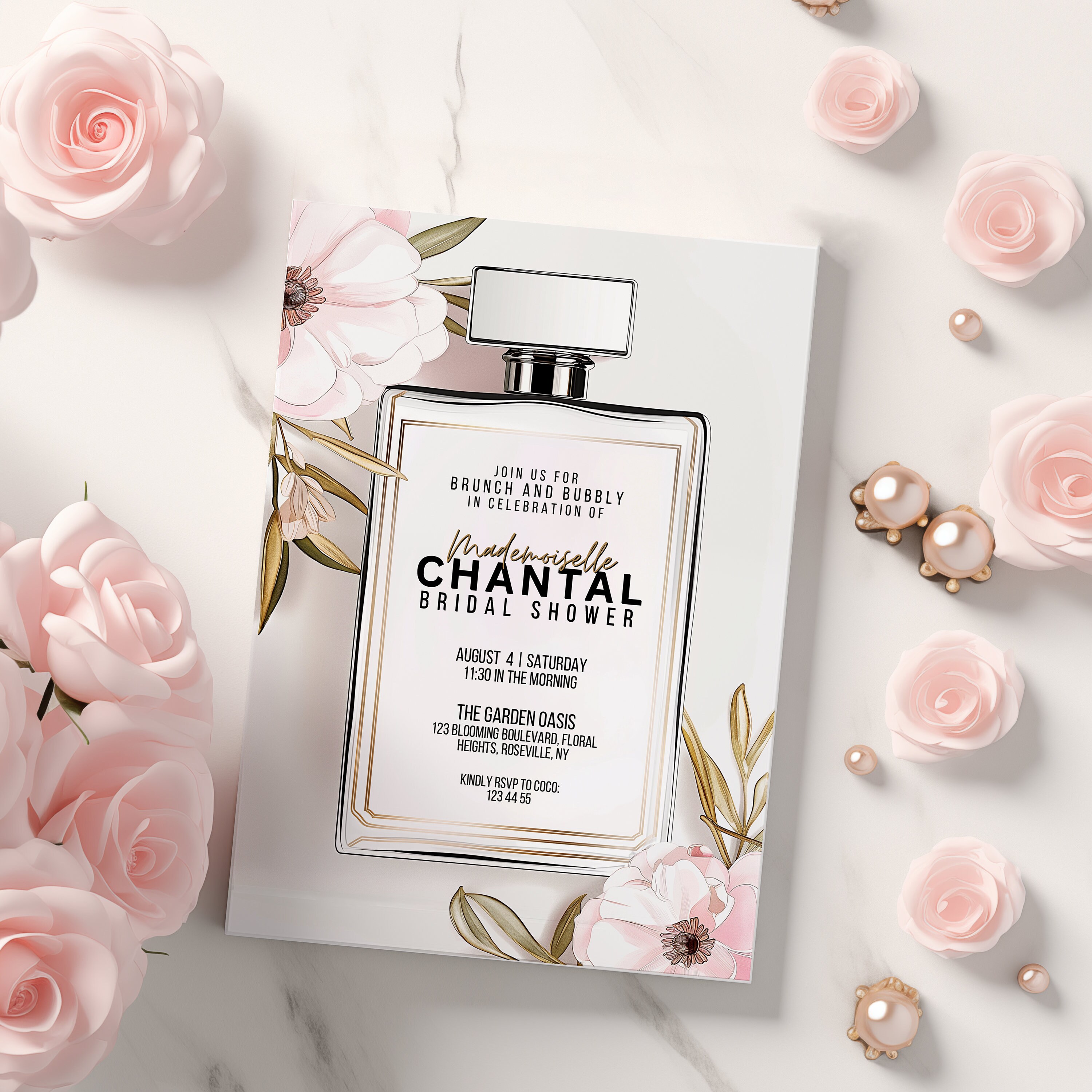 Designer Invitation Template Design, Luxury High End Perfume No 5 ...