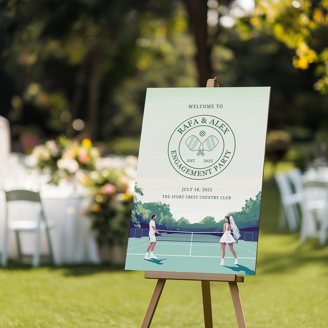 Pickleball Themed Engagement Party Welcome Sign, Racket Sports ...