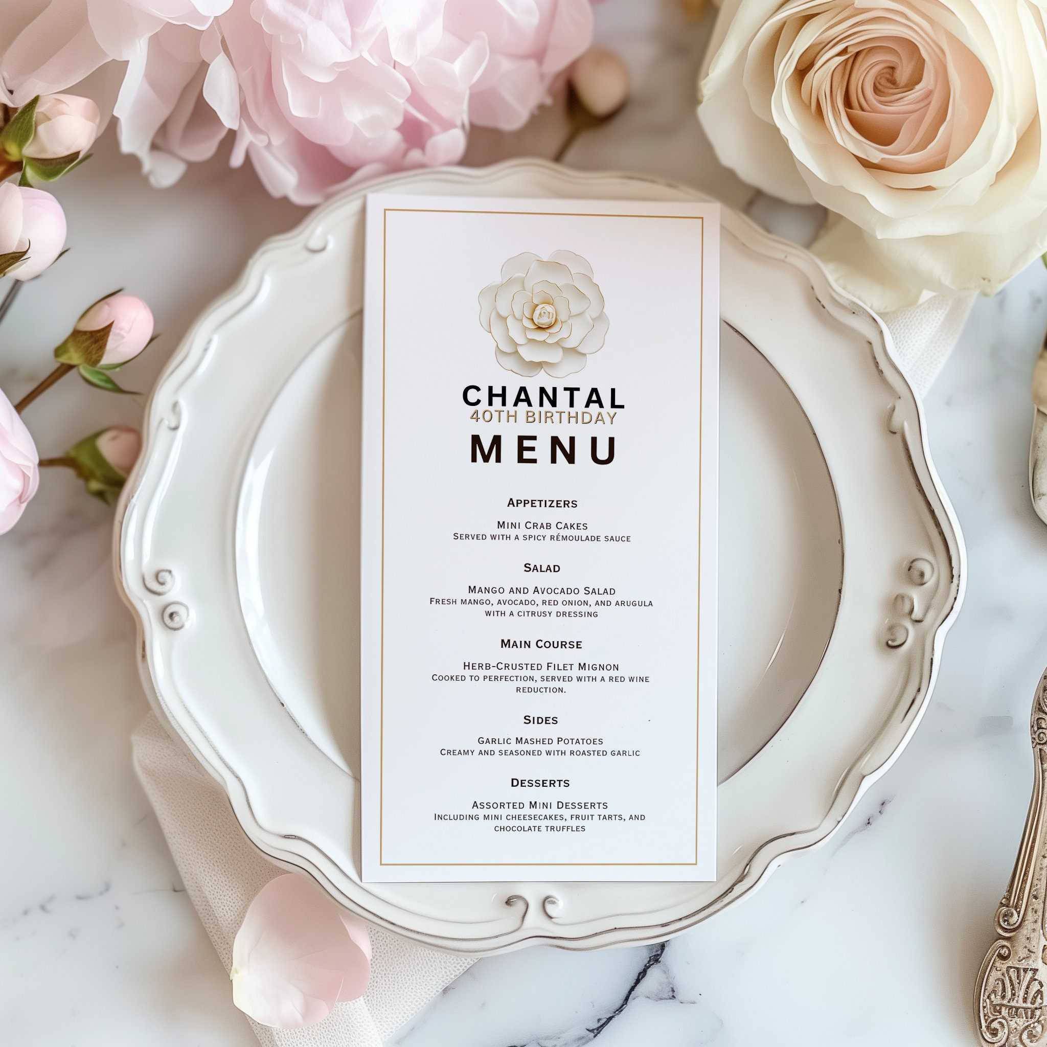 Birthday Brunch Menu Card Template, Sweet 16 Bday Menu Letter, 40th ...