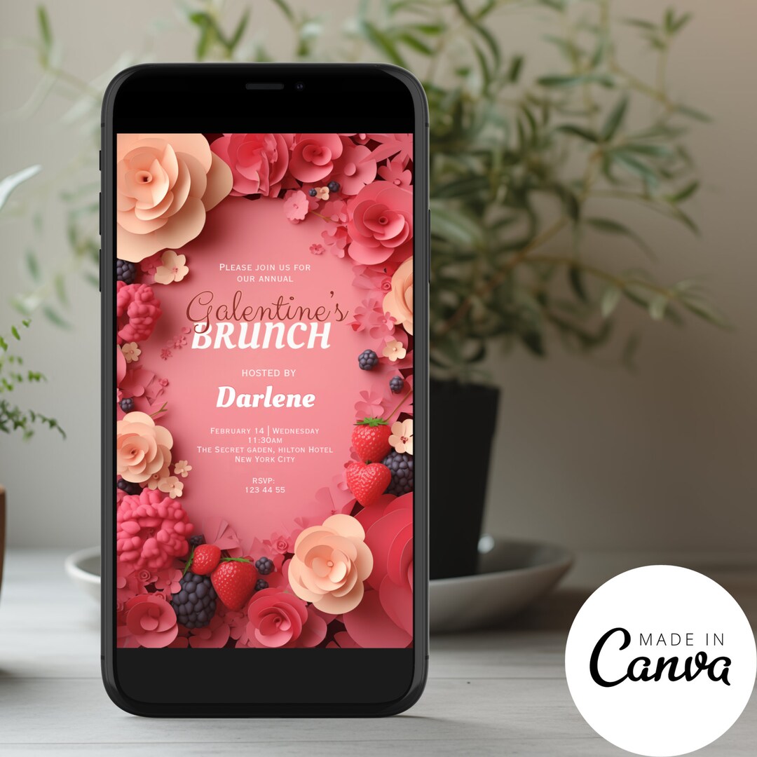 Digital Galentine's Day Invitation Template, Boozy Brunch Invite ...