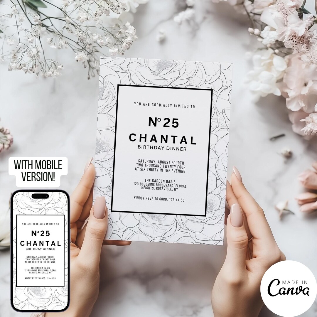 Designer Invitation Template Design, Luxury High End Perfume No 5 ...