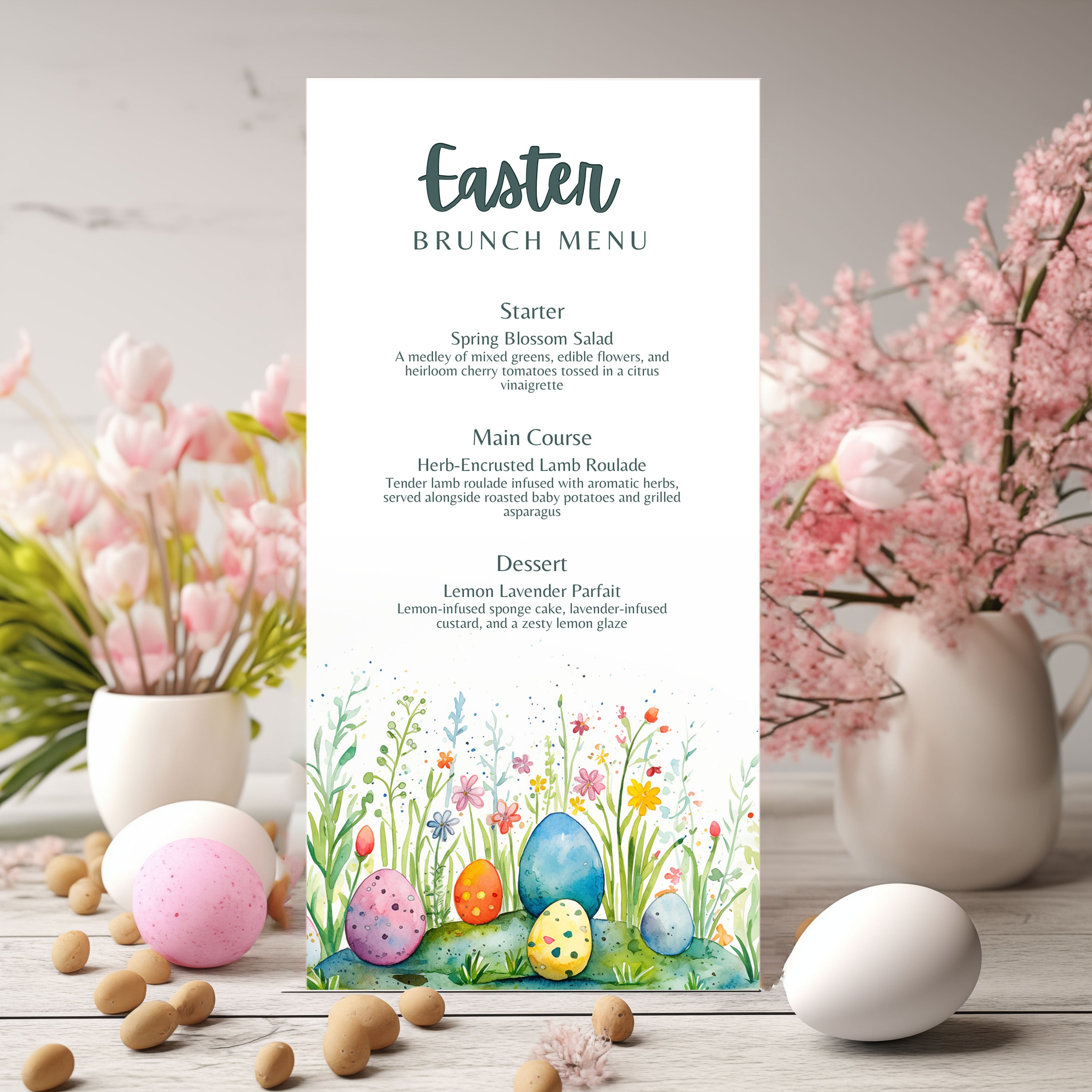 Easter Brunch Menu Card Template, Easter Egg Hunt Menu Letter, Lent Food Label Decor, Birthday ...