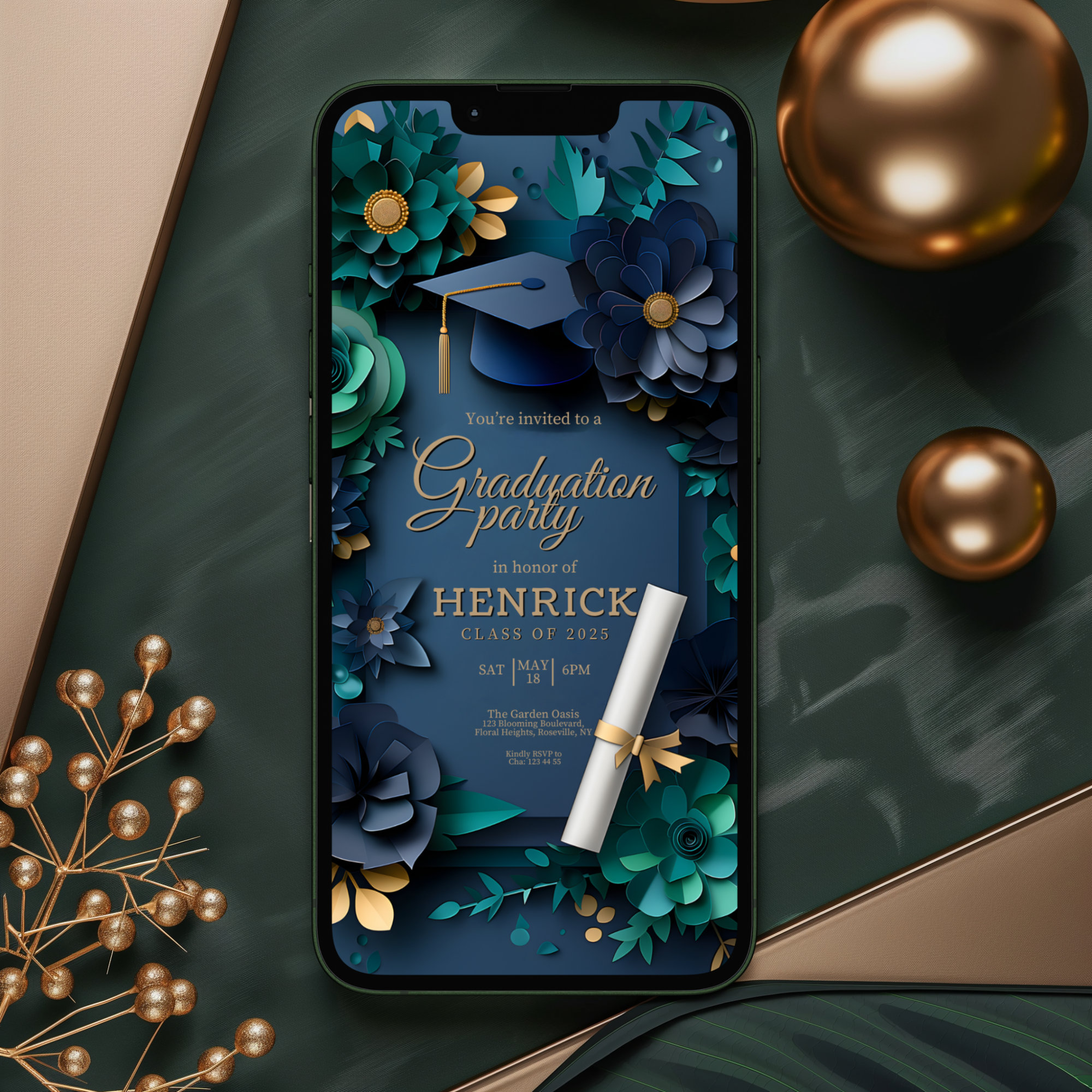 Digital Graduation Invitation, College Grad Electronic Invite for ...