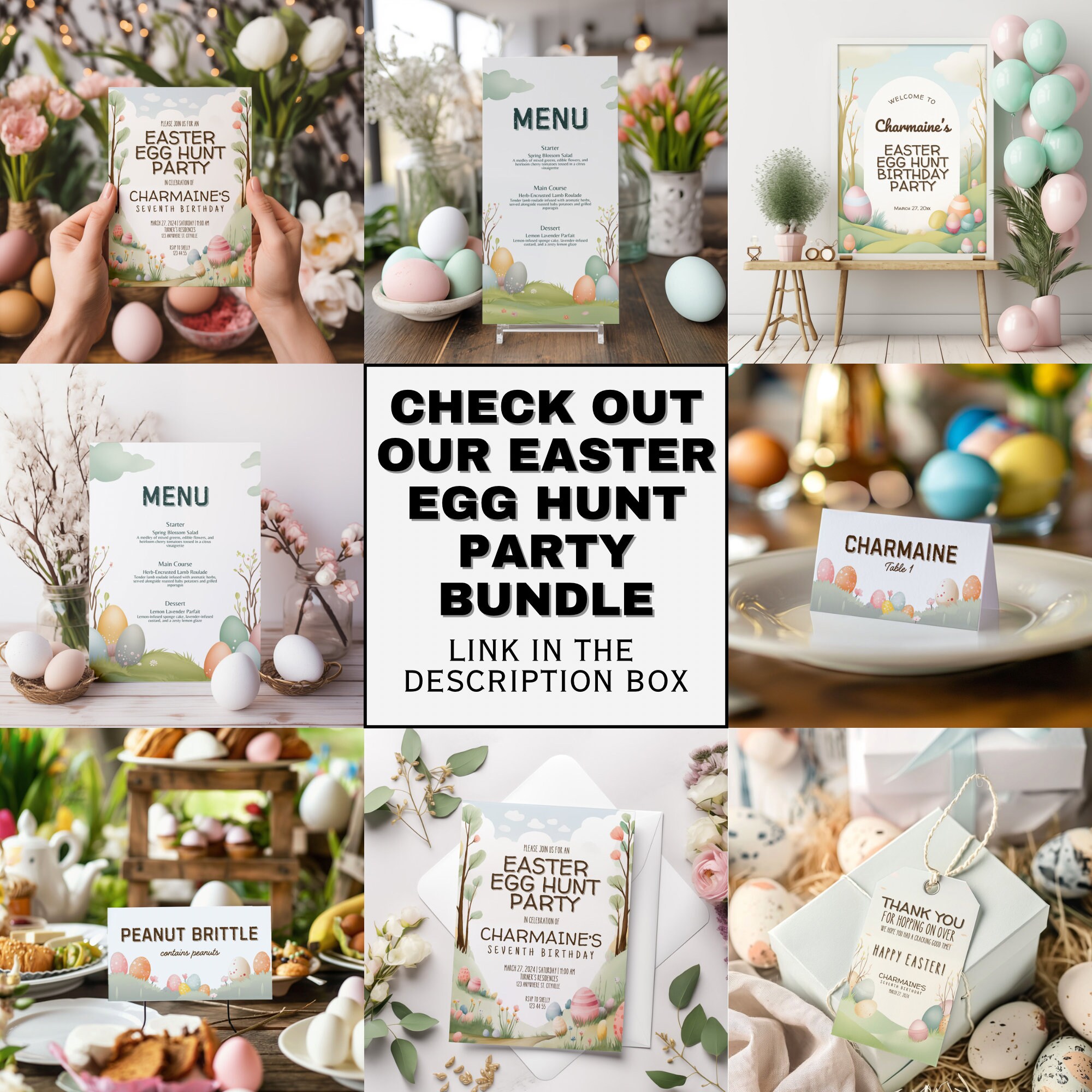 Easter Brunch Menu Card Template, Easter Egg Hunt Menu Letter, Lent ...