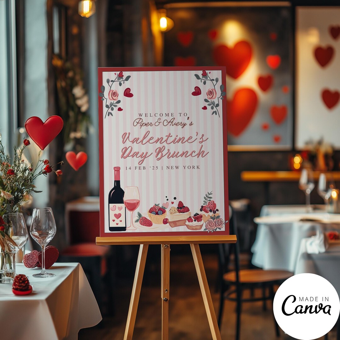 Valentine's Day Welcome Sign Template, Minimalist Birthday Welcome ...