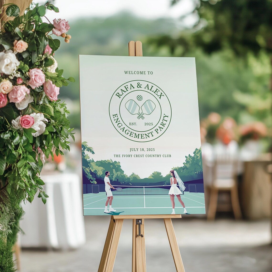 Pickleball Themed Engagement Party Welcome Sign, Racket Sports ...