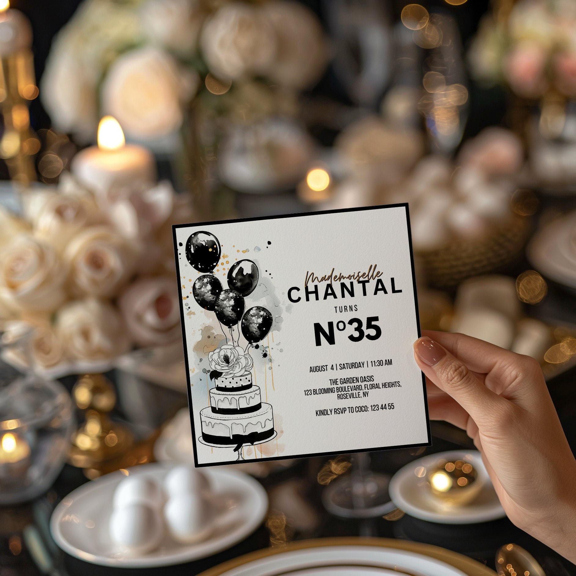 Designer Invitation Template Design, Luxury High End Perfume No 5 ...