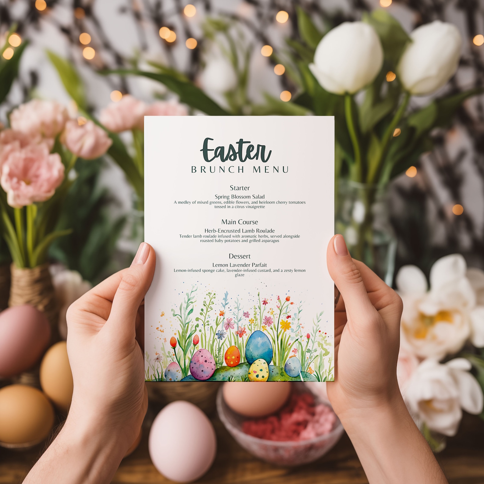 Easter Brunch Menu Card Template, Easter Egg Hunt Menu Letter, Lent ...