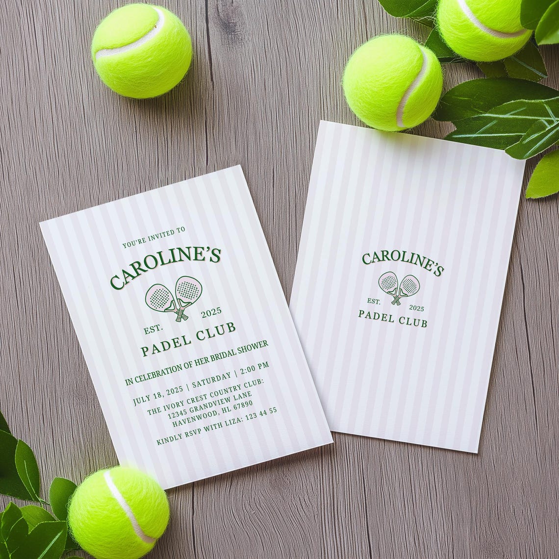 Padel Ball Themed Birthday Invitation Template, Country Club Wedding ...