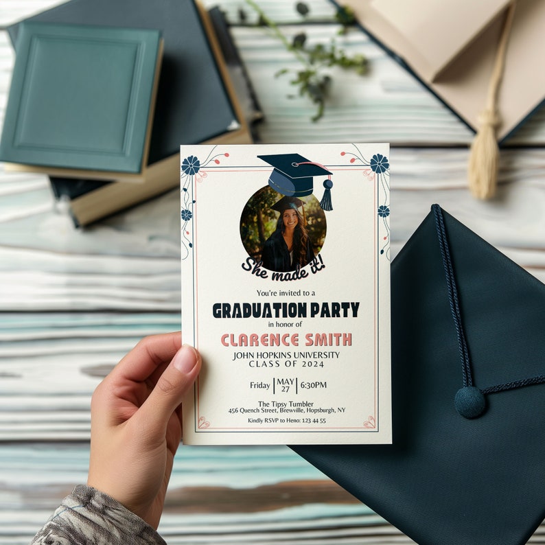 Graduation Party Invitation Template, Senior College Grad Invite for ...