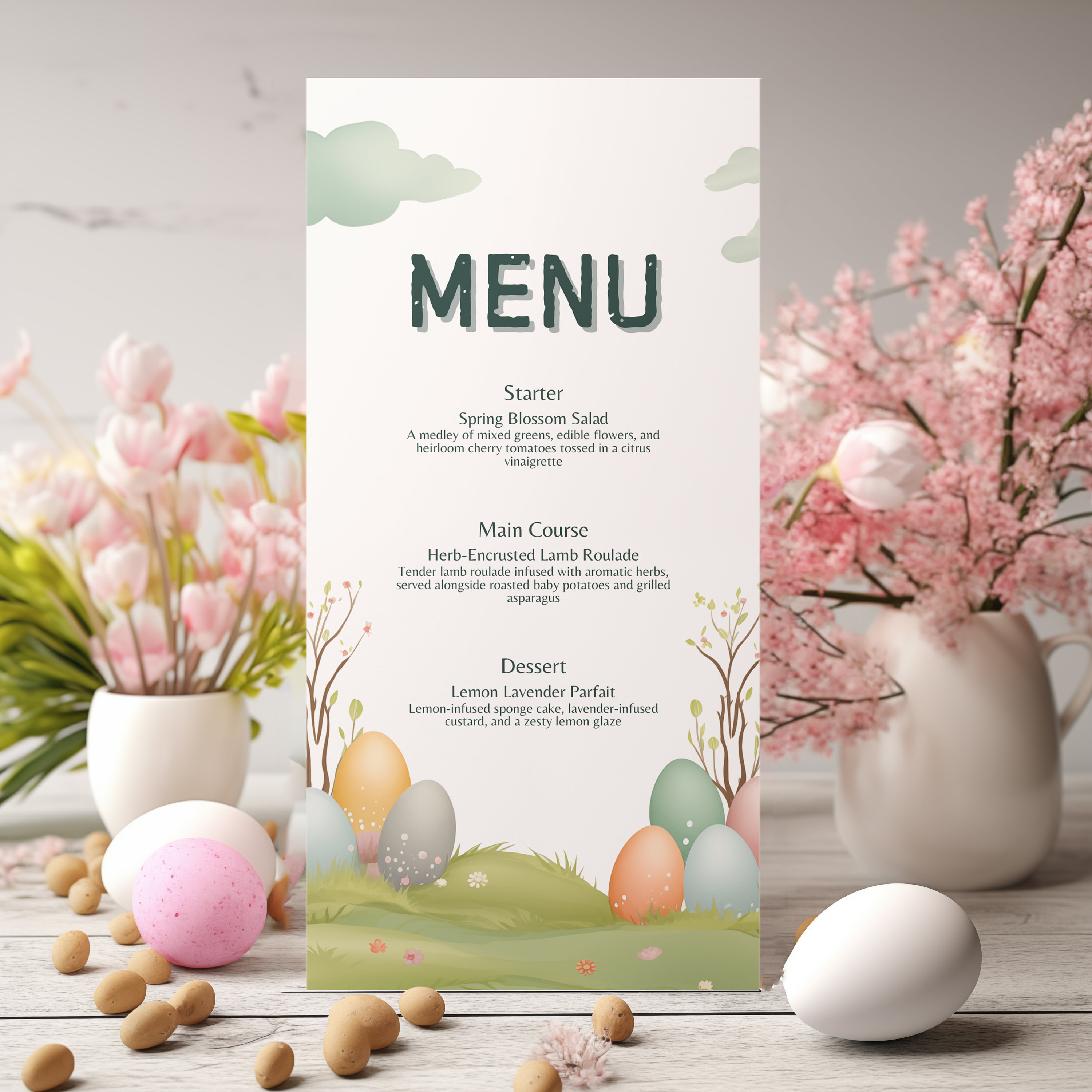 Easter Brunch Menu Card Template, Easter Egg Hunt Menu Letter, Lent ...