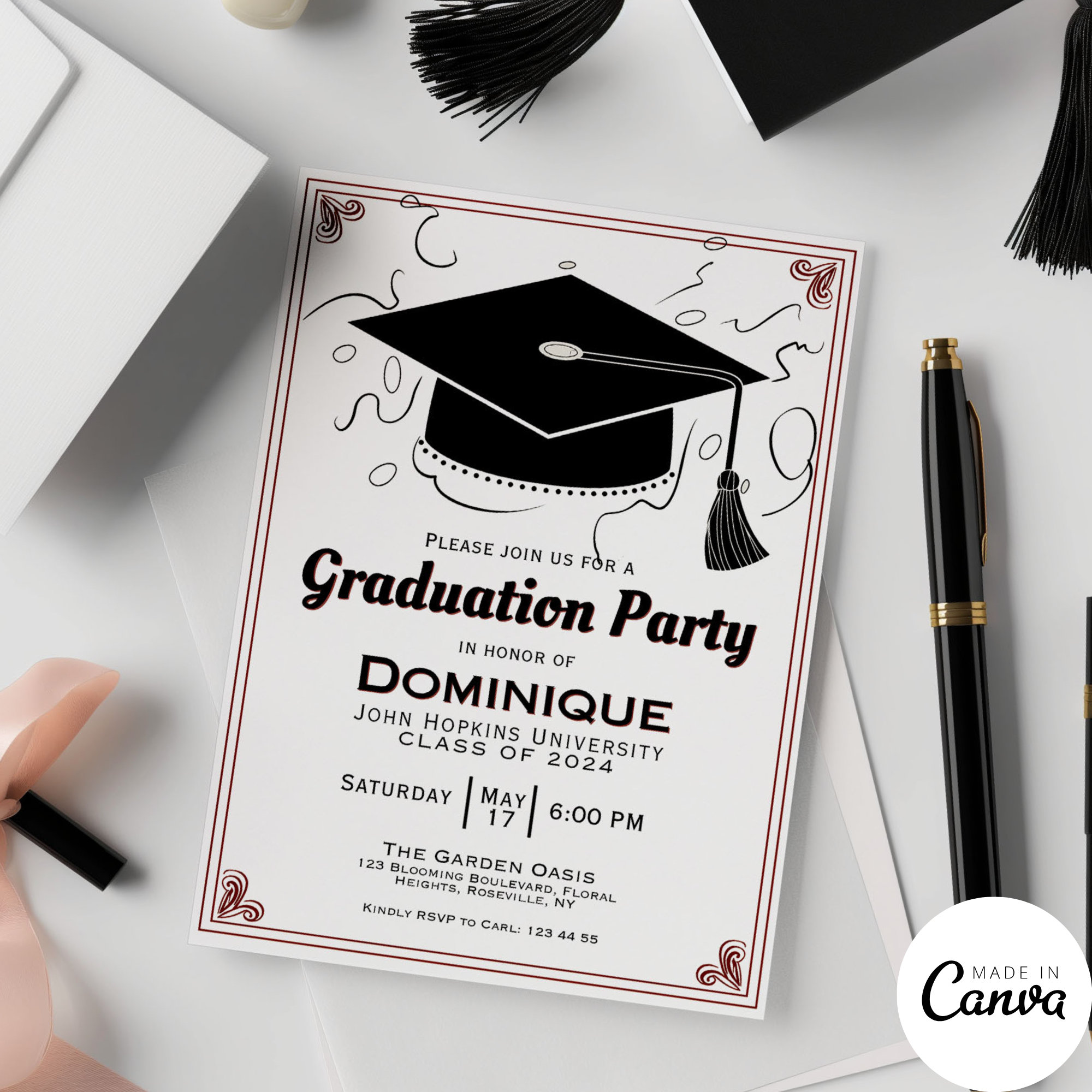 Graduation Party Invitation Template, Senior College Grad Invite for ...