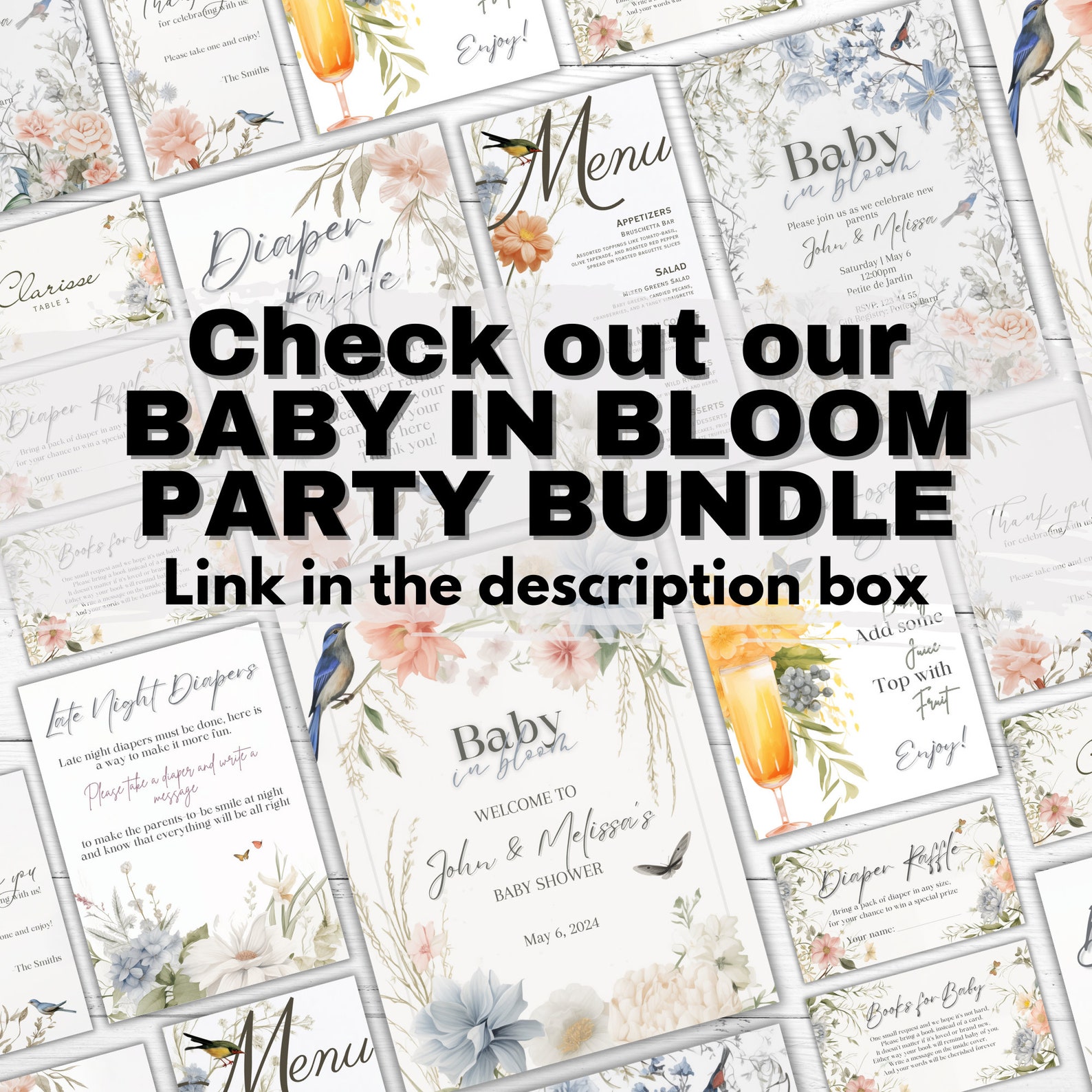 Baby Shower Welcome Sign Template, Spring Baby in Bloom Poster, Floral ...