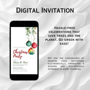 Christmas Dinner Party Invitation Template, Editable Holiday Digital ...