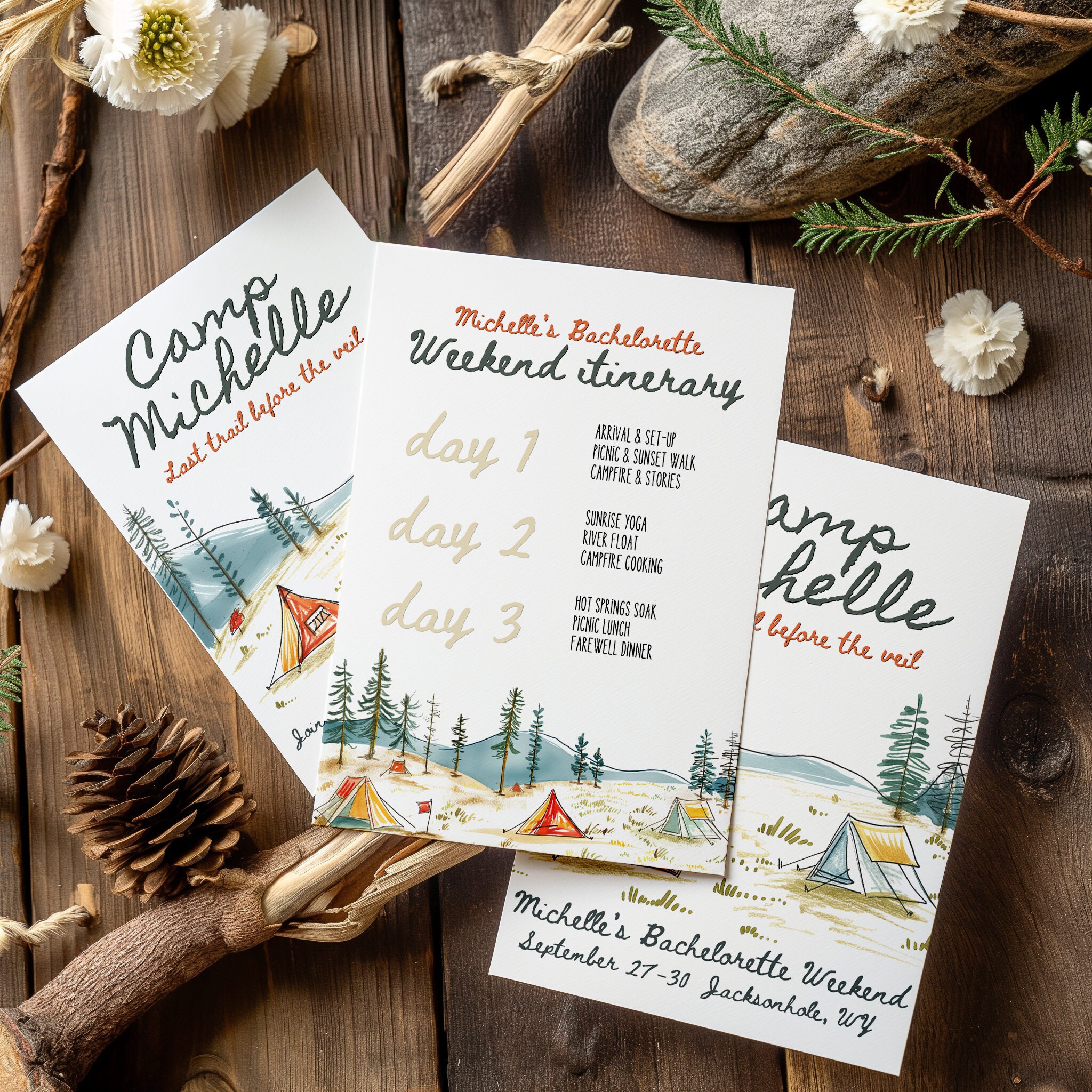 Camp Bachelorette Bash Invitation, Girl's Trip Glamping Weekend ...