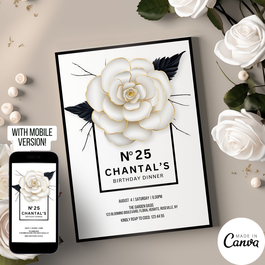 Designer Invitation Template Design, Luxury High End Perfume No 5 ...