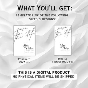 Modern Minimalist Save the Date Template, Simple Elegant Wedding ...