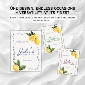 Citrus Lemon Welcome Sign Template, La Dolce Vita Reception Poster ...