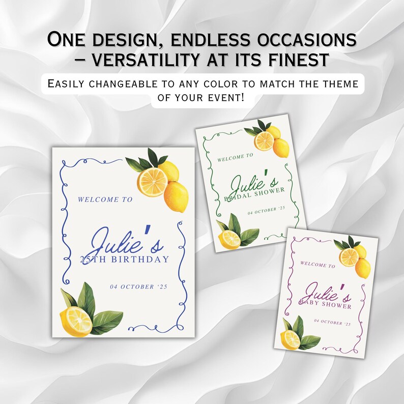 Citrus Lemon Welcome Sign Template, La Dolce Vita Reception Poster ...