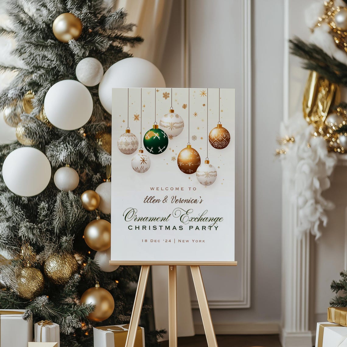 Christmas Party Welcome Sign Template, Holiday Family Gathering Poster ...
