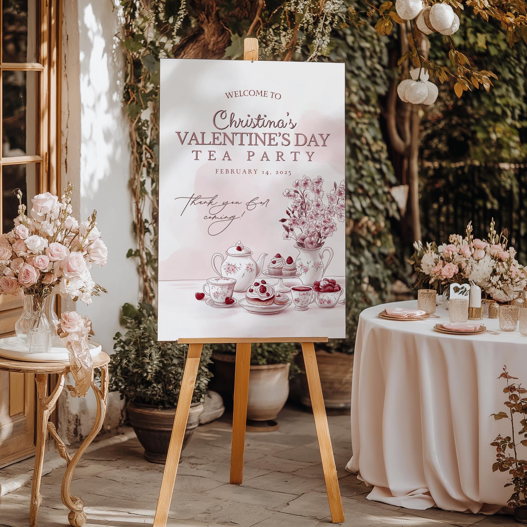 Valentine's Day High Tea Welcome Sign Template, Galentine's Day ...