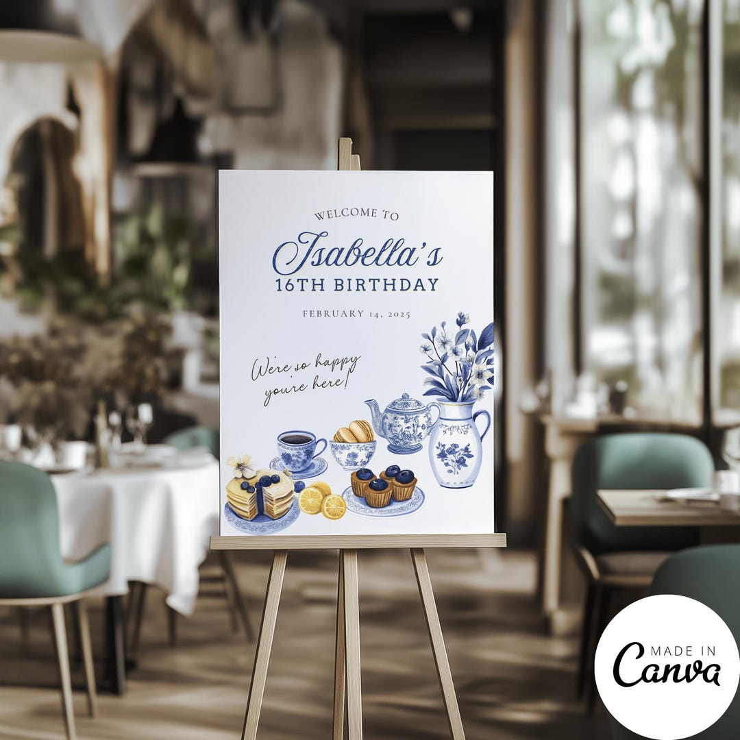 High Tea Birthday Welcome Sign Template, Breakfast at Tiffany's ...