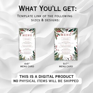 Christmas Menu Card Template, Holiday Dinner Menu Letter, Winter ...