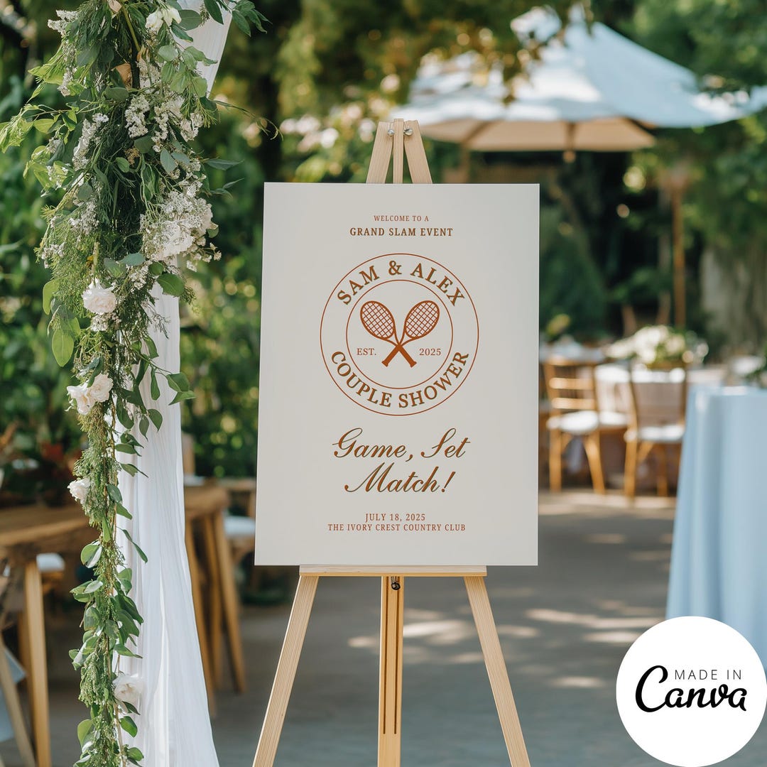 Tennis Themed Rehearsal Dinner Welcome Sign Template, Racket Sports ...