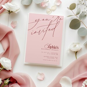 Modern Minimalist Birthday Invitation Template, Coquette Party Invite ...