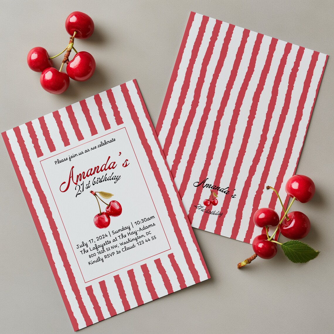 Cherry Red Birthday Invitation Template, Retro Theme 40th Party Invite ...